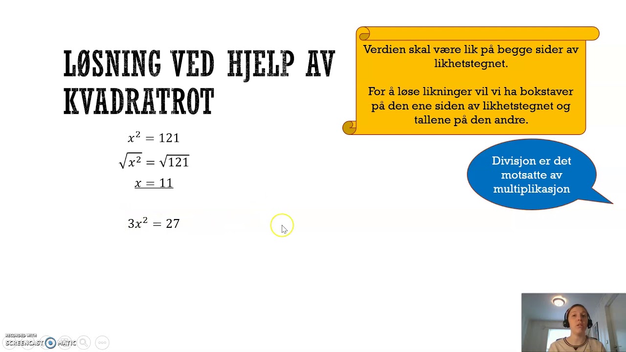 Likninger: Kvadratiske likninger - YouTube