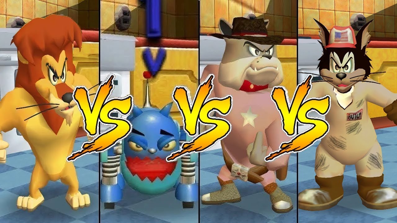 Tom and Jerry in War of the Whiskers Spike Vs Butch Vs Robot Cat Vs ...
