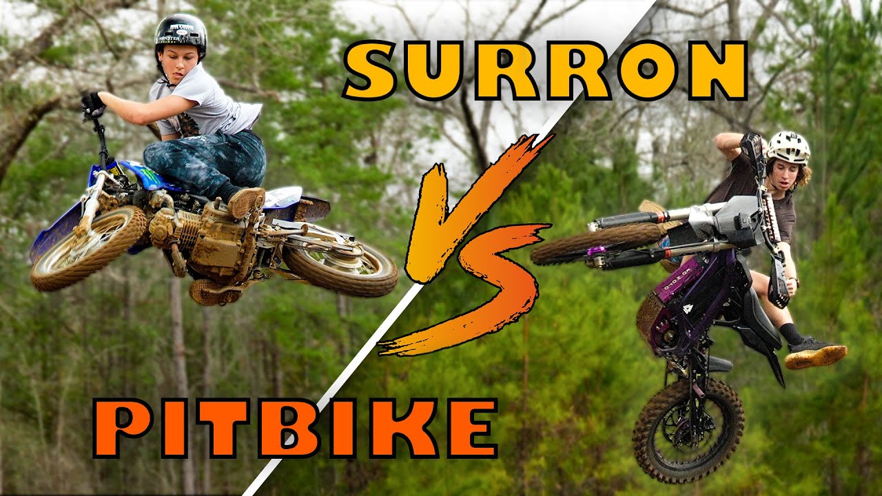 Surron VS Pitbike Battle | Huge Backyard Jumps | Haiden And Duffe Are ...