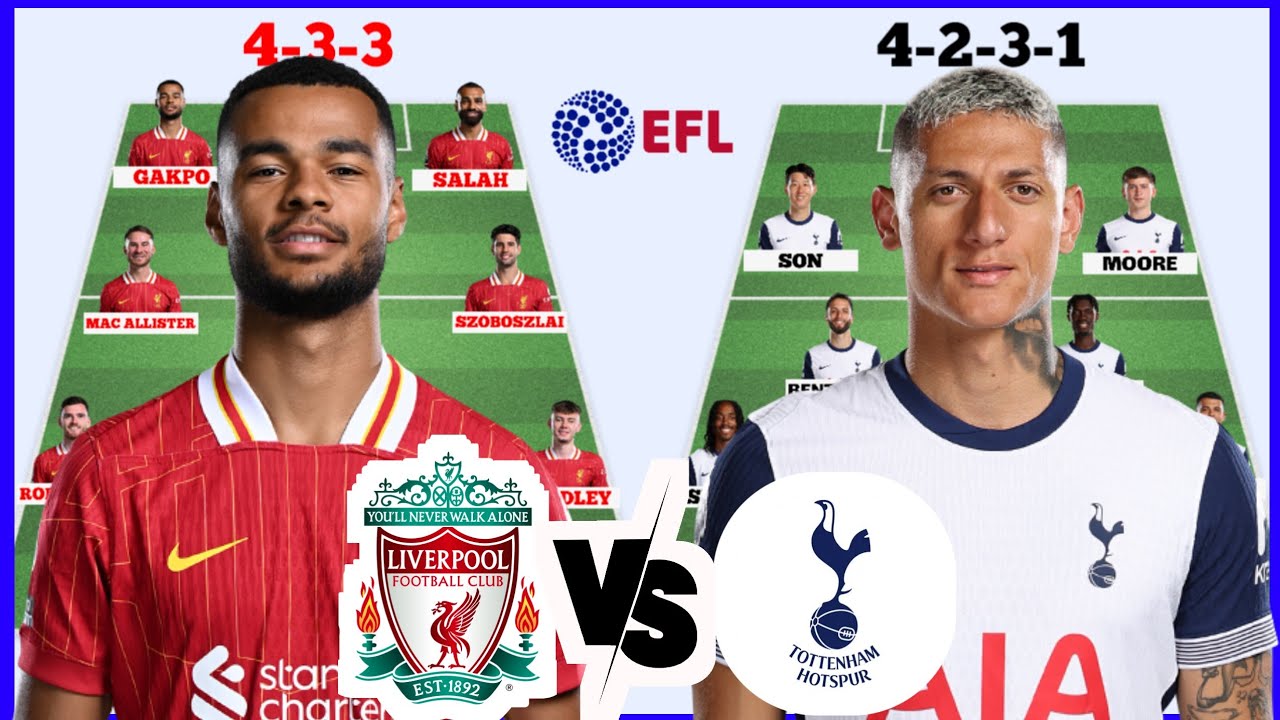 LIVERPOOL VS TOTTENHAM HEAD TO HEAD POTENTIAL STARTING LINE UP 🔥 EFL ...