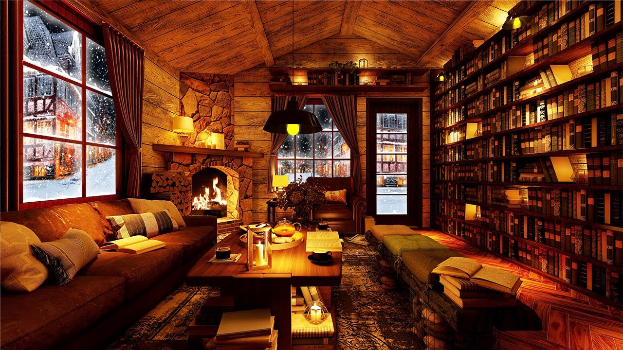 Cozy Jazz Music & Bookstore Cafe Ambience with Relaxing Piao Jazz Music ...