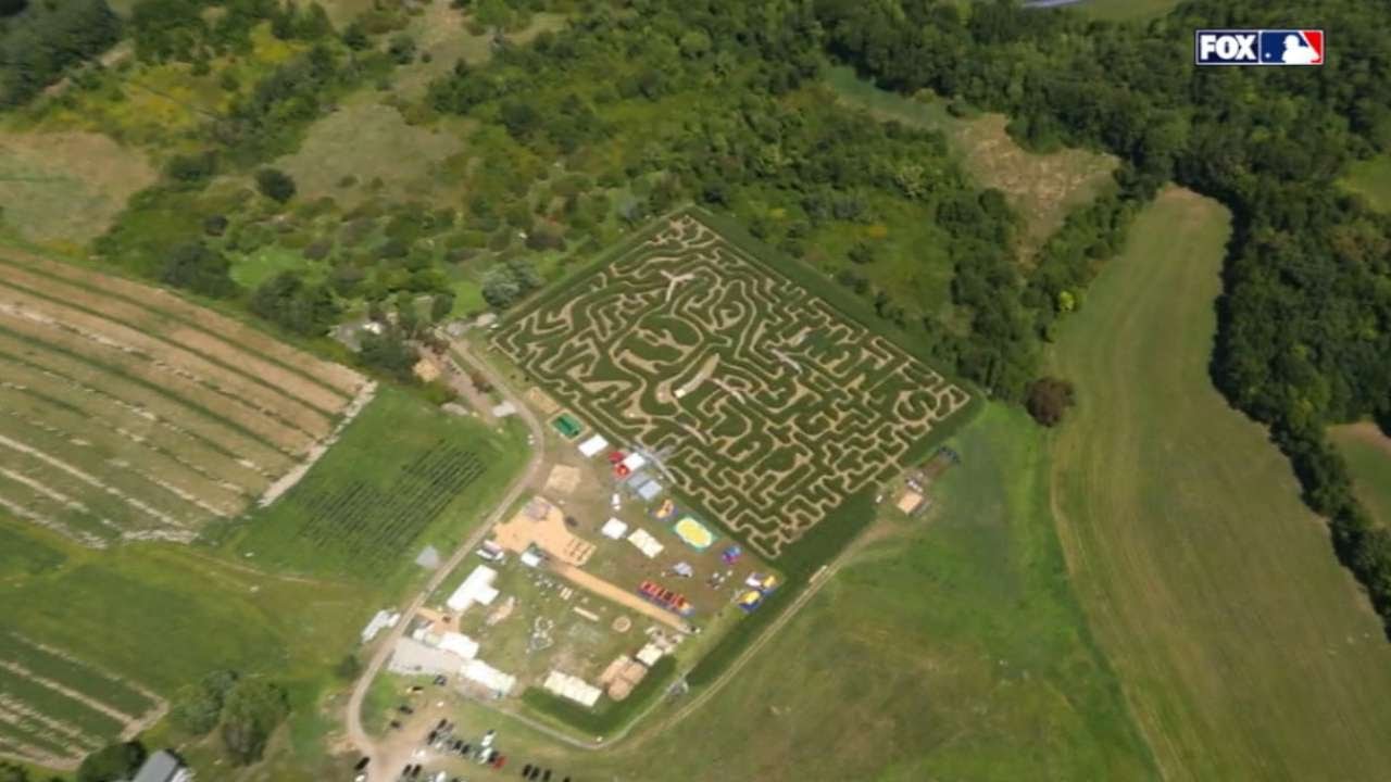 Ortiz honored with corn maze and lego statue - YouTube