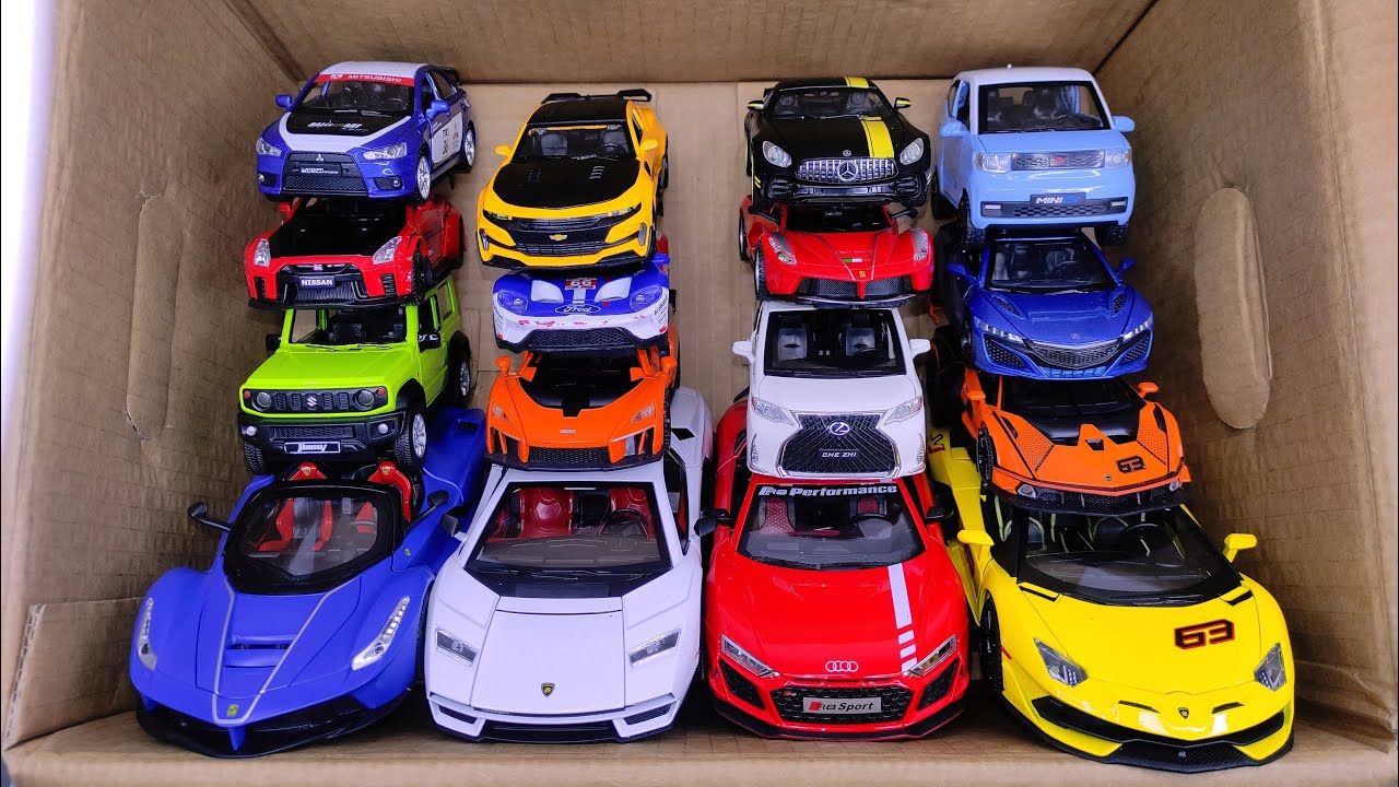 Box Full of Cars Porsche 911, Tesla X, Land Rover, Mercedes AMG, Roll ...