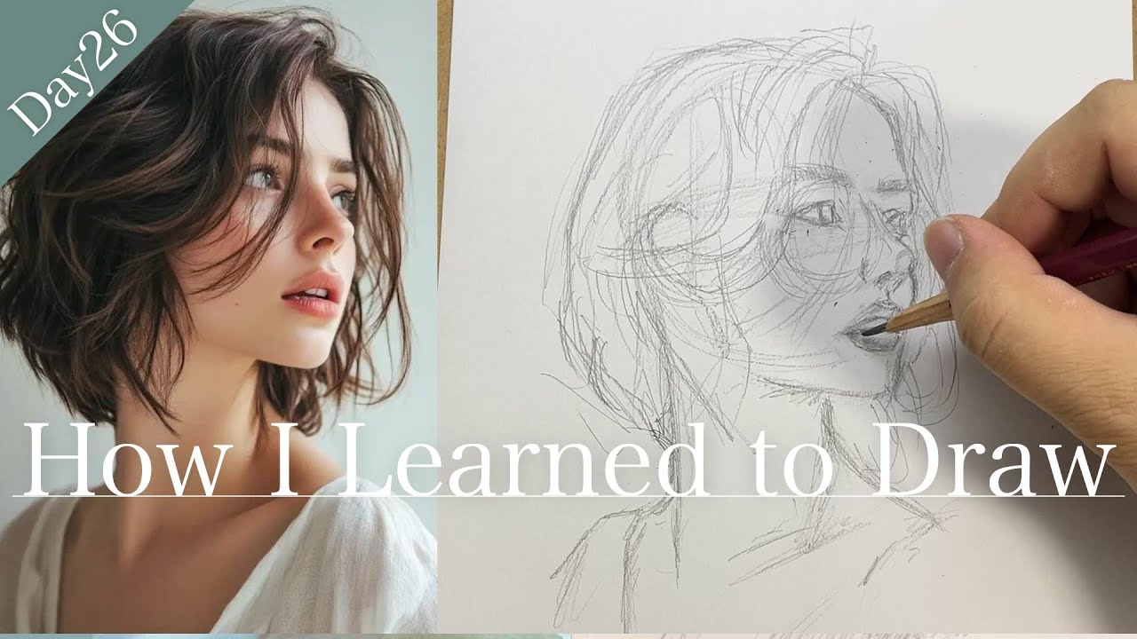【Day26】How I Draw a Woman's Portrait with Pencils - YouTube