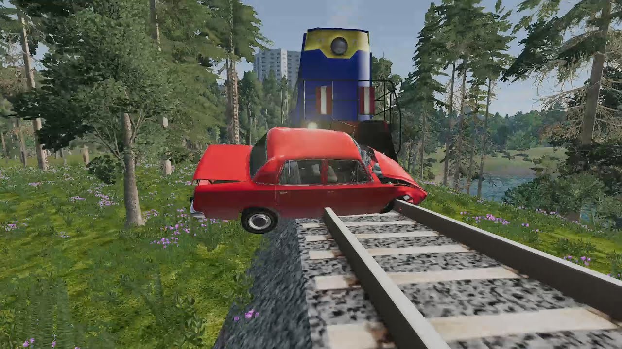 Cars vs Rails |Train accident | BeamNG Drive - YouTube