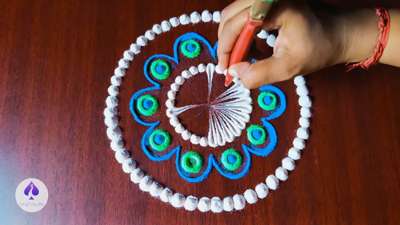 Beautiful Kolam with Home Tools Flower Rangoli March Mugullu Masi Masam ...
