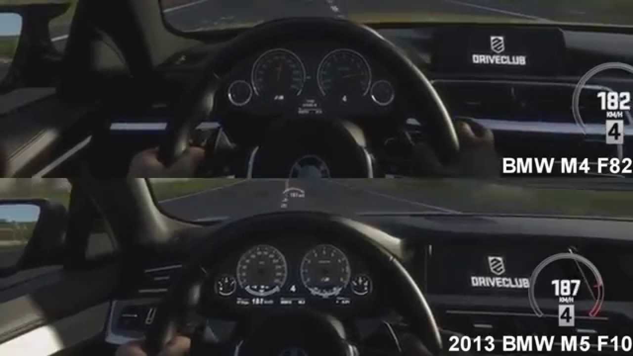 BMW M4 F82 vs 2013 BMW M5 F10 drag race (DriveClub) - YouTube