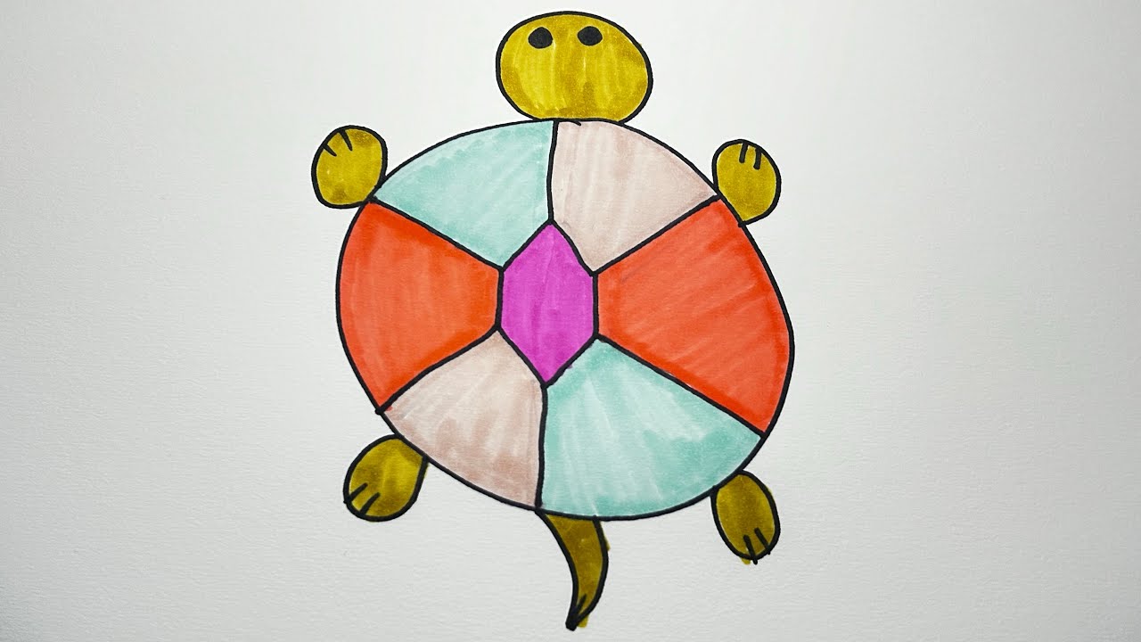 HOW TO DRAW A TURTLE WITH COLOURS FOR KIDS PART 1 - YouTube