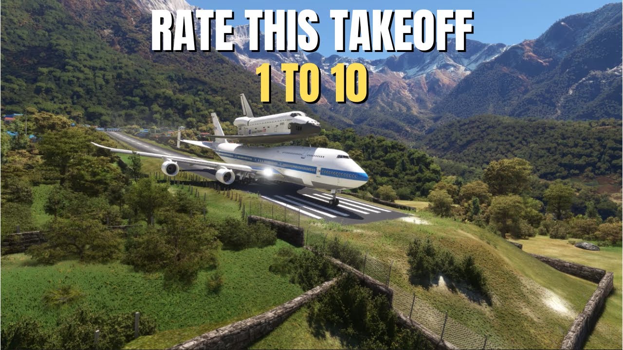 (Cockpit + Wing Views) Pilot Attempts Impossible Space Shuttle Carrier ...