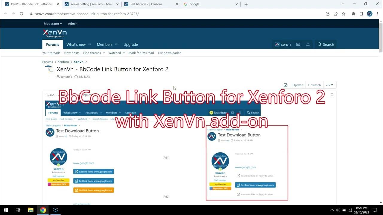 BbCode Link Button for Xenforo 2 with XenVn add-on - YouTube