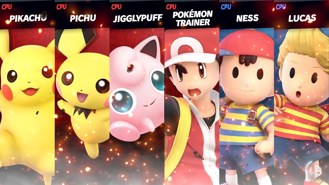 Pikachu & Pichu & Jigglypuff & Pokémon Trainer (Pokémon) vs Ness ...