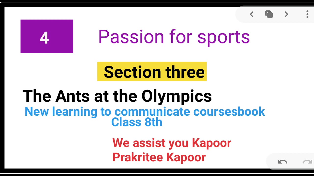 The Ants at Olympics by Richard Digance class 8th section three unit ...