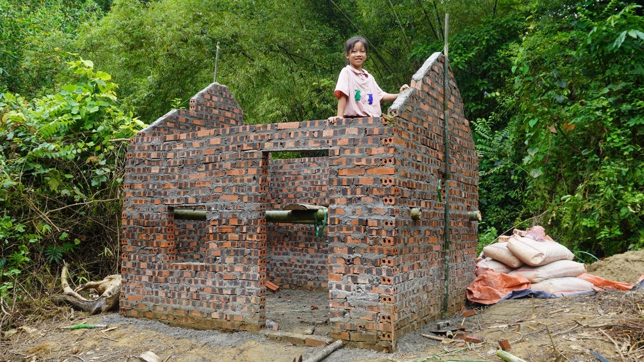 Orphan Life - Homeless Girl, Build Baby House Log Cabin, Build Walls ...