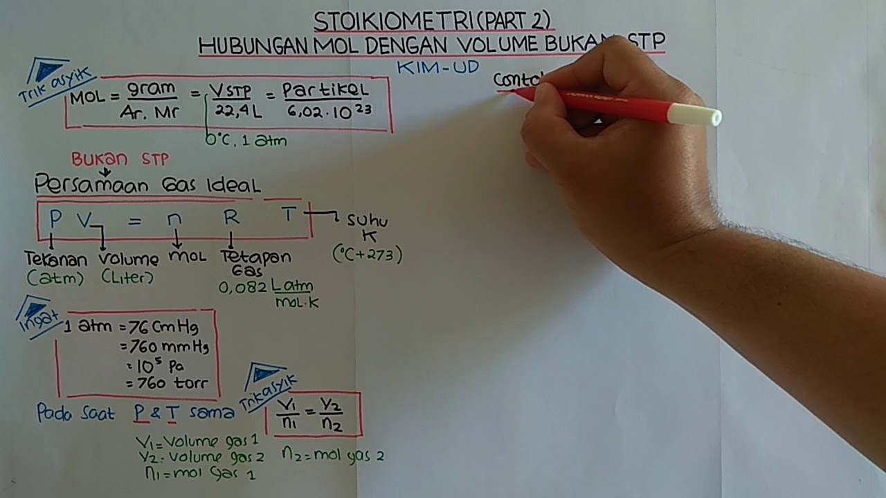 STOIKIOMETRI (PART 2), HUBUNGAN MOL DENGAN VOLUME BUKAN STP - YouTube