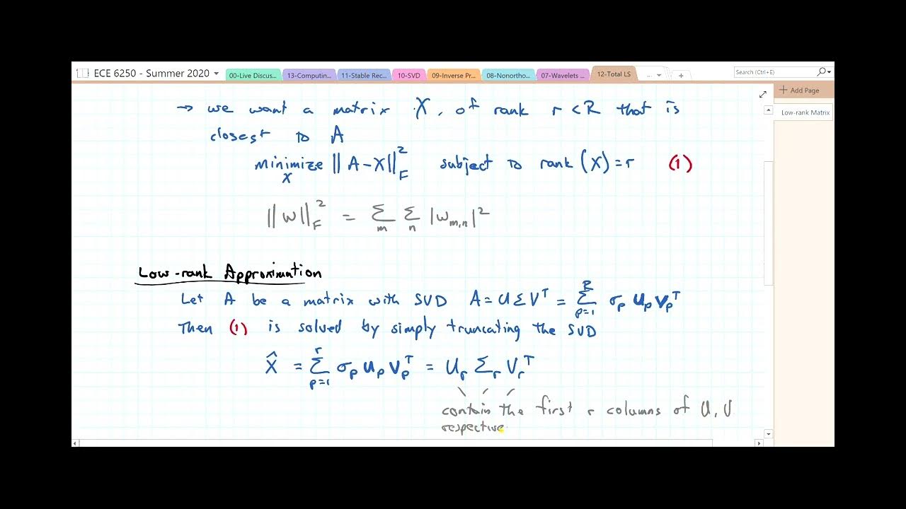 ECE6250 59 Low rank Matrix Approximation - YouTube