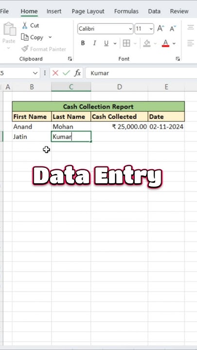 Data Entry Form using shortcut l Amazing tips in excel #excel # ...