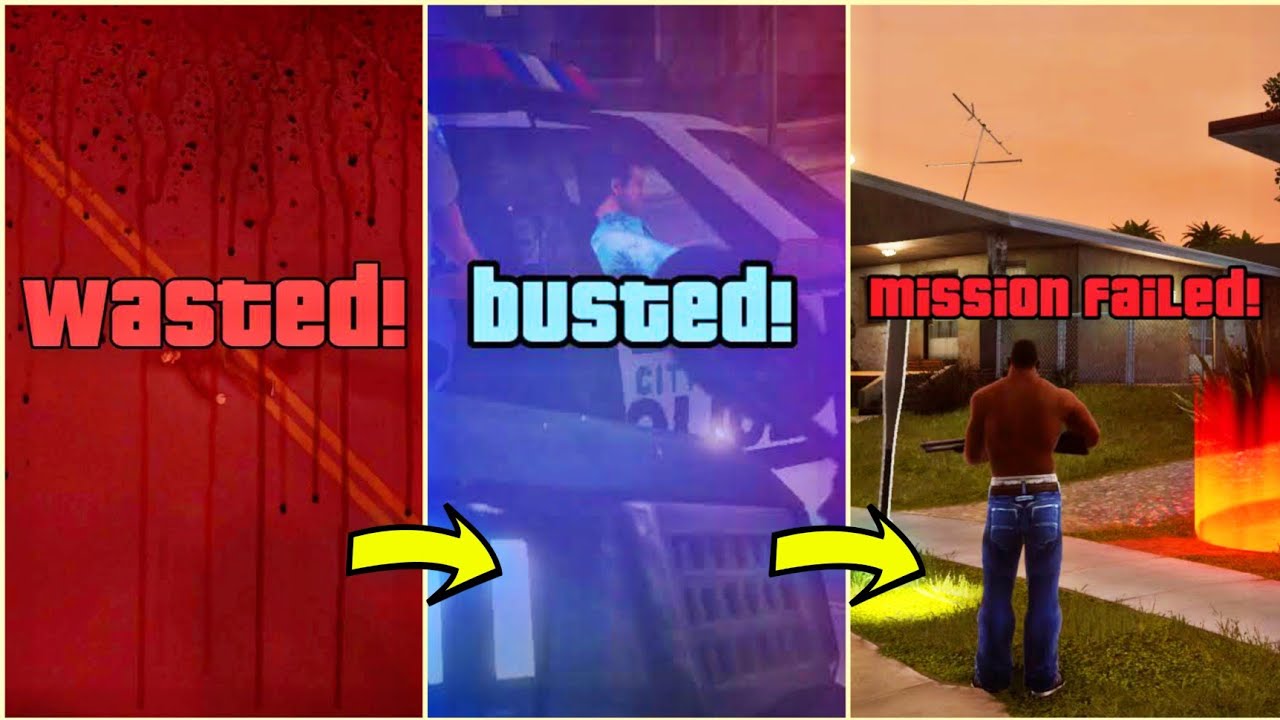 WASTED🩸, BUSTED👮🏽 and MISSION FAILED in GTA Trilogy Definitive Edition ...