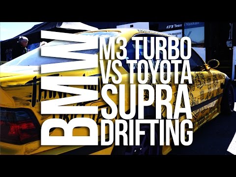 BMW e36 M3 Turbo vs Toyota Supra drifting