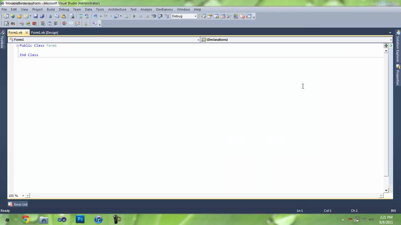 VB.NET: Hove to move a borderless form (Perfect Method) - YouTube