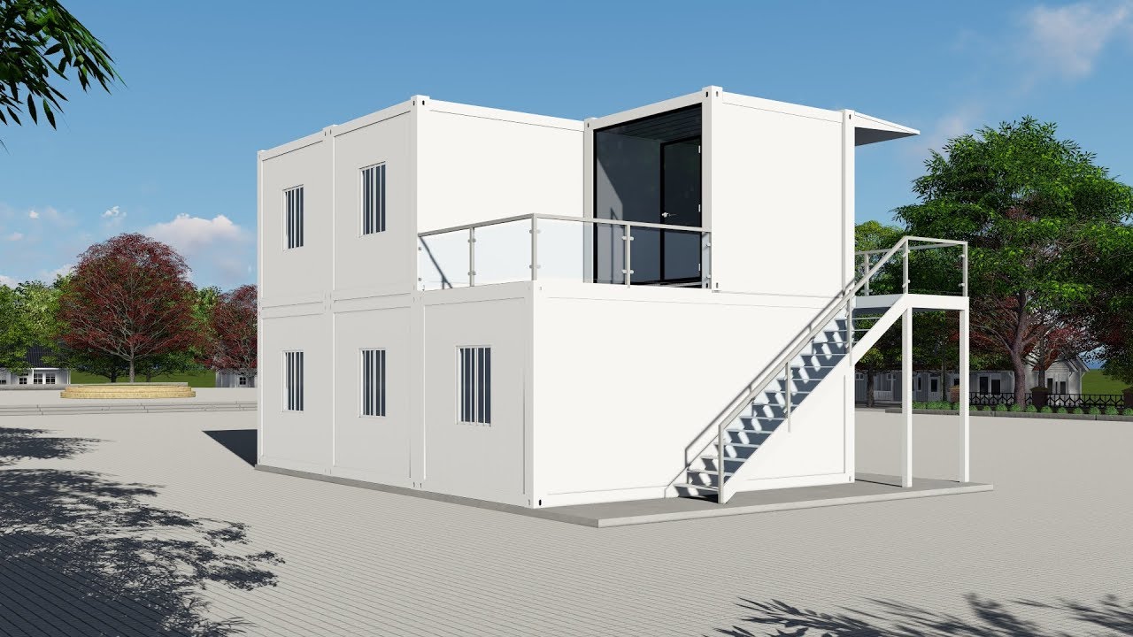 Prefab Container Office With Two floors - YouTube