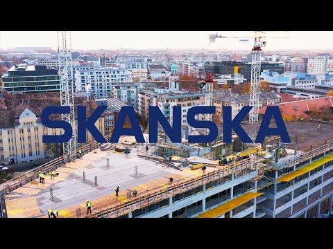 Skanska H2Offices project construction drone video 3 - YouTube