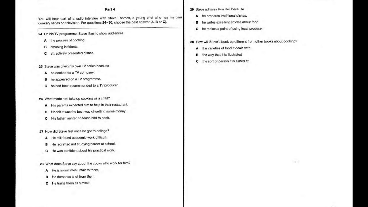 Listening B2, FCE 3, Test 4, Part 4 - YouTube