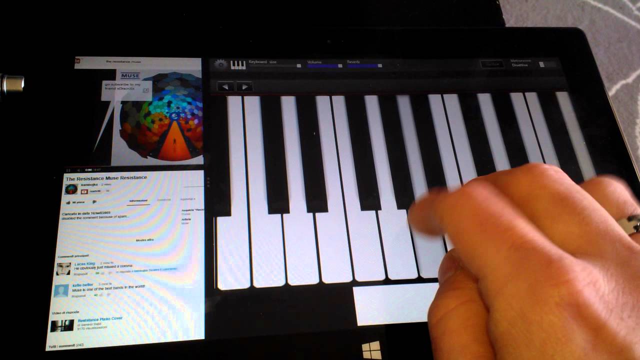 Microsoft Surface Piano APP (The Resistance - Muse intro Piano) - YouTube
