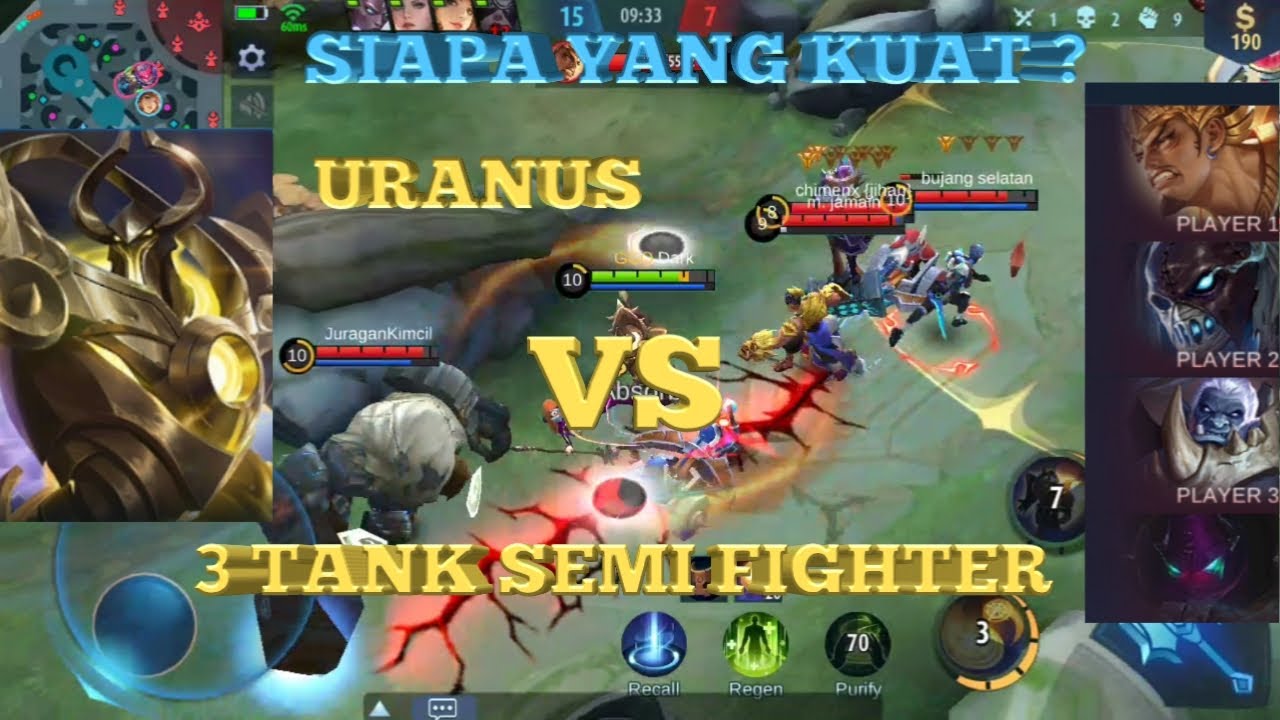 Uranus VS 3 Tank Semi Fighter - Solo Rank Mobile Legends - YouTube