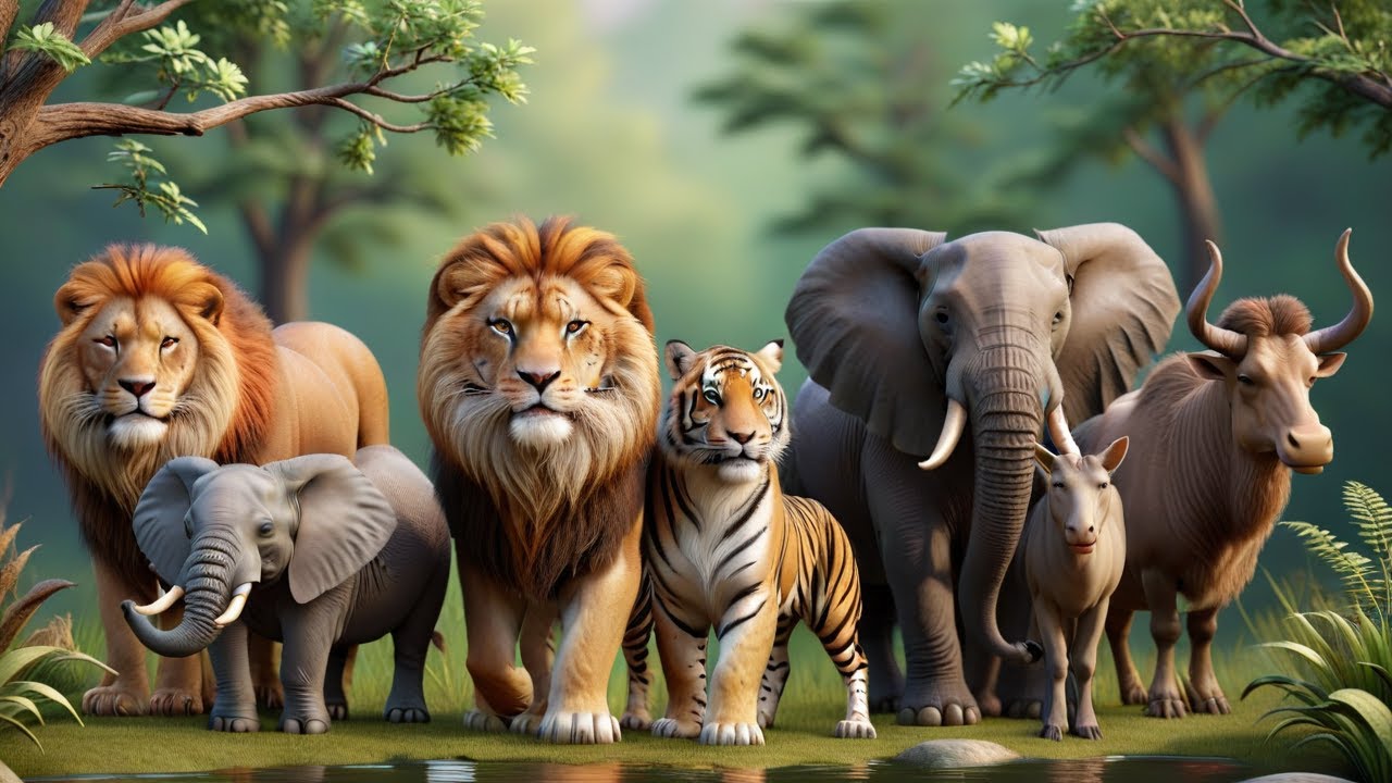 Cartoon Animal Sounds Compilation: Deer, Dog, Chicken, Cow, Pig ...