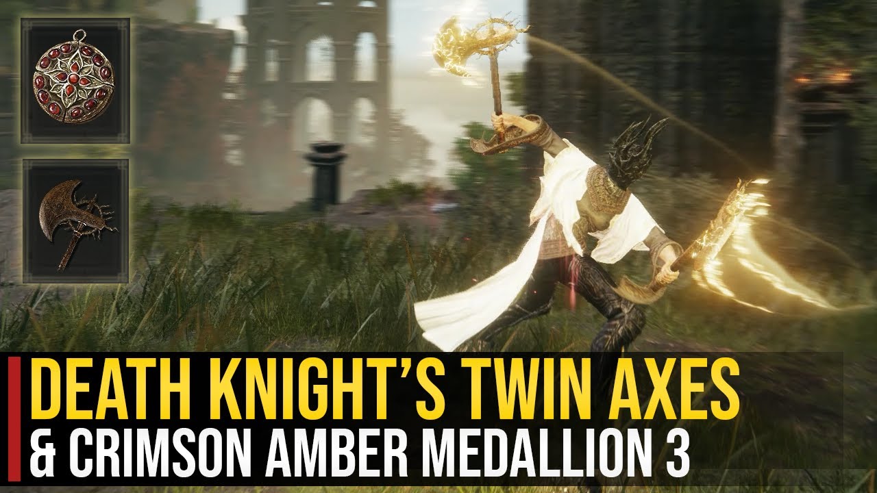 Crimson Amber Medallion 3 & Death Knight's Twin Axes | Elden Ring DLC ...
