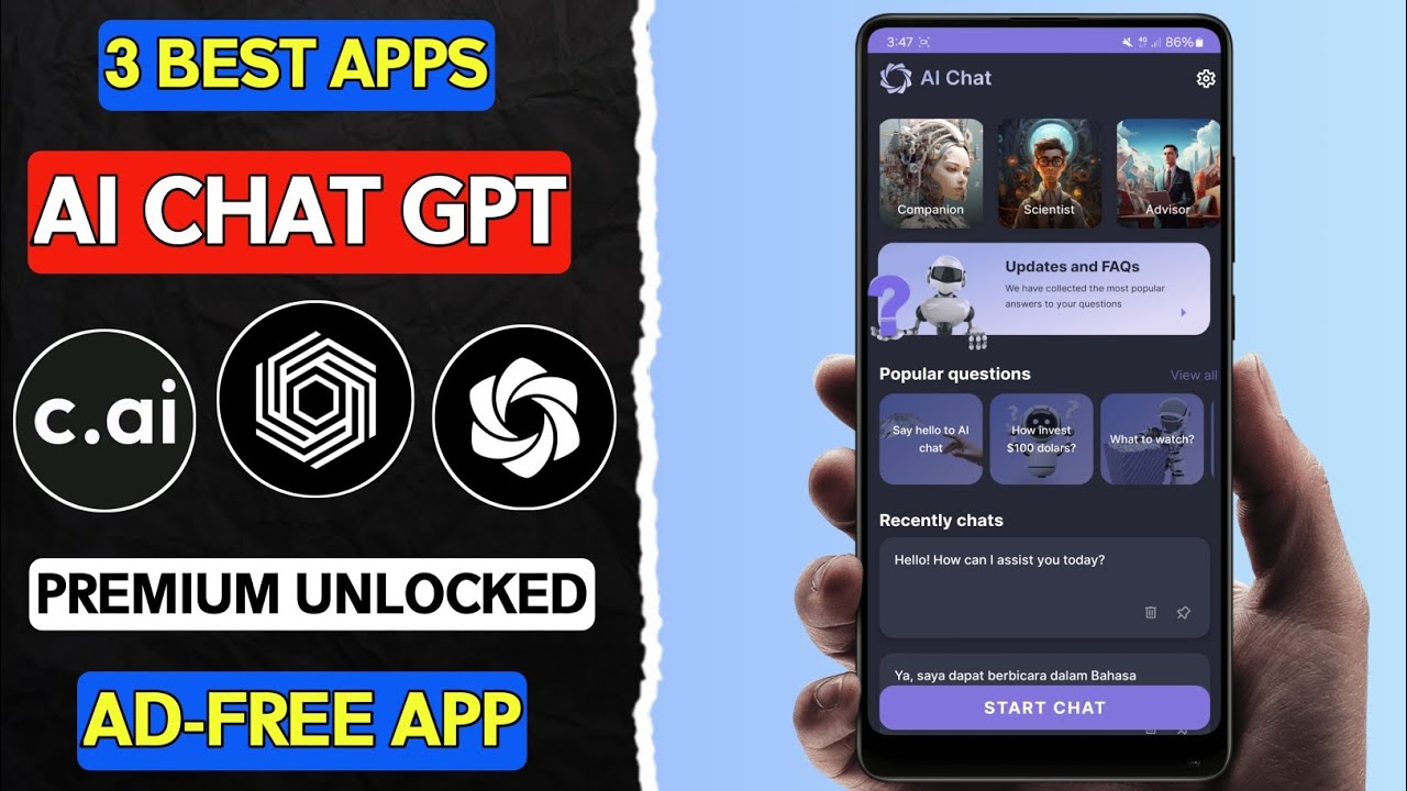 Top 3 Free Ai Chat GPT Apps For Android | Best Ai Chatbot App Android ...