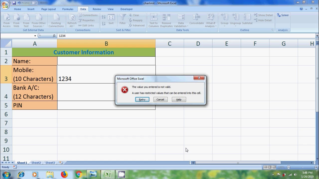 Excel 2007 How To Limit Characters Length In A Cell YouTube Excel 2007 How To Limit Characters Length In A Cell YouTube