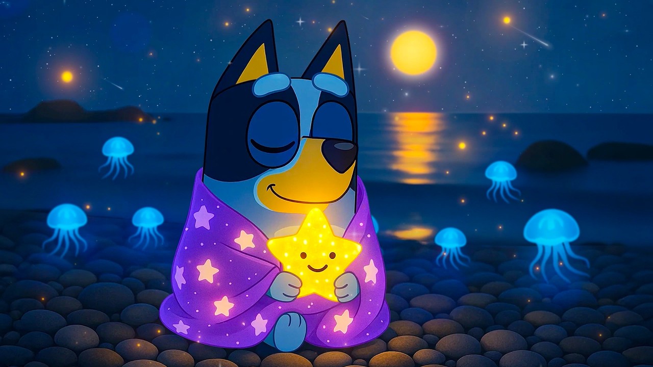 Bluey by the Sea 🌊 Sleep Music with Starry Dreams | Calm Night, Deep ...
