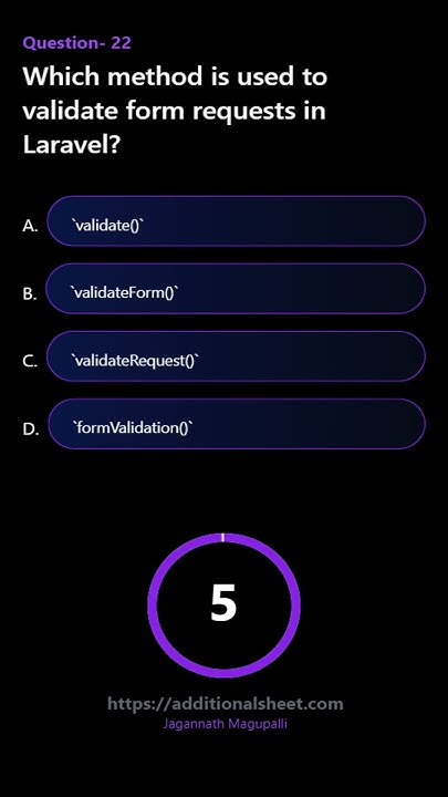 Which method is used to validate form requests in Laravel - YouTube