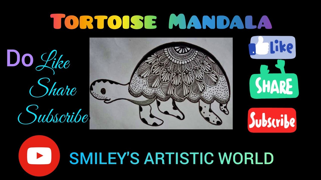 TORTOISE MANDALA|HOW TO DRAW MANDALA FOR BEGINNERS|SMILEY'S ARTISTIC ...
