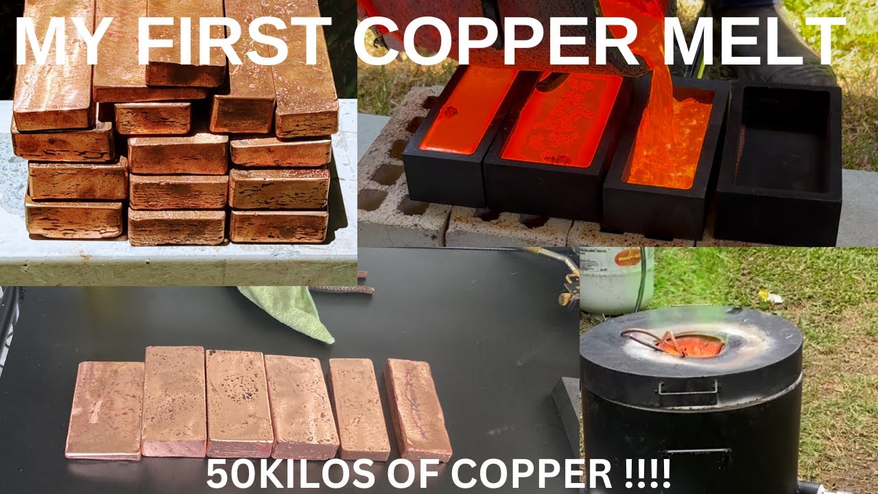 50KG Huge Scrap Copper Melt!!- ASMR Metal Melting- Scrap To Treasure ...