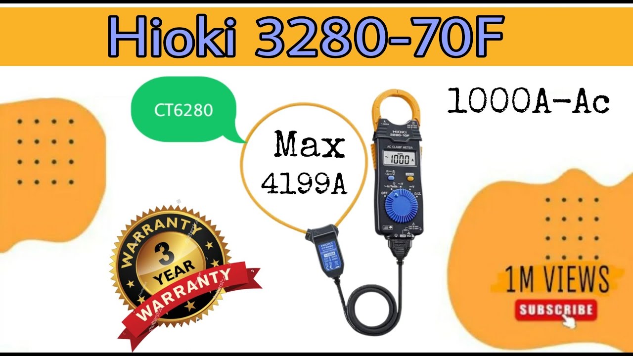 Hioki 3280-70F Clamp with CT6280 Flexible AC Clamp 600V/1000A with ...