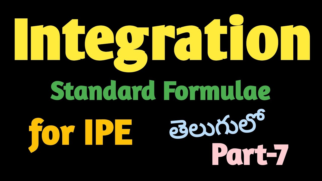 Telugu Academy solutions-Integration ||Integration||Standard Formulae ...