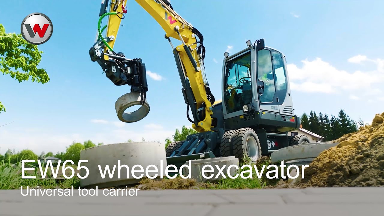 EW65 wheeled excavator from Wacker Neuson: Universal tool carrier - YouTube