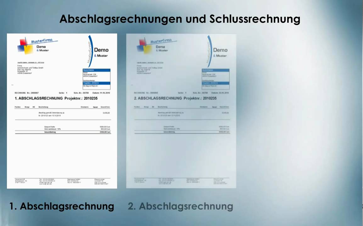 11) AWin - Abschlags- Teil- und Schlussrechnung - YouTube