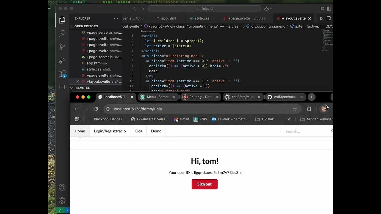 SvelteKit Aktív menü megjelenítése ($page.url.pathname) - YouTube
