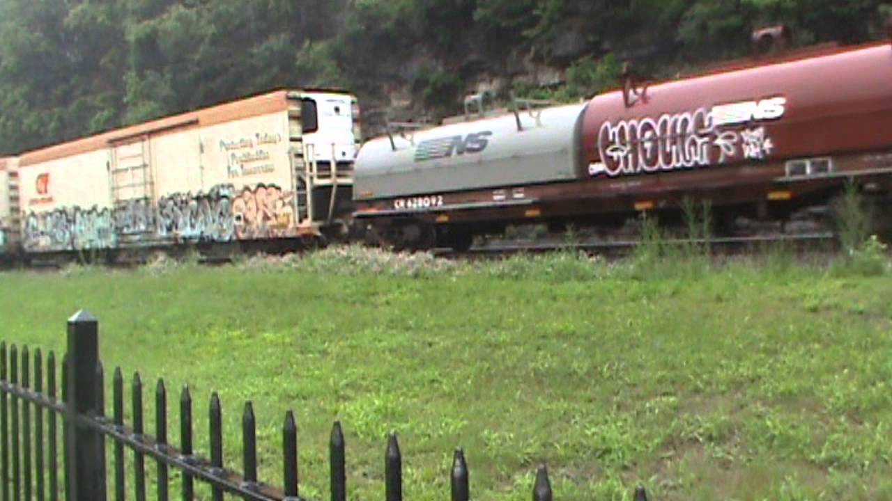 NS 14G eastbound manifest train at Horseshoe Curve, Altoona, PA 6-21-14 - YouTube