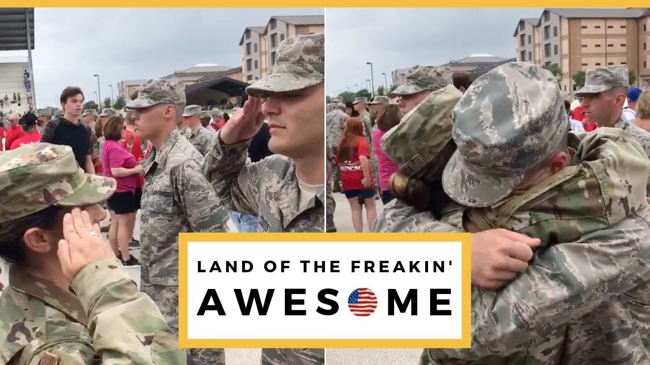 Airman Fights Back Tears As First Salute After Graduating Is To ...