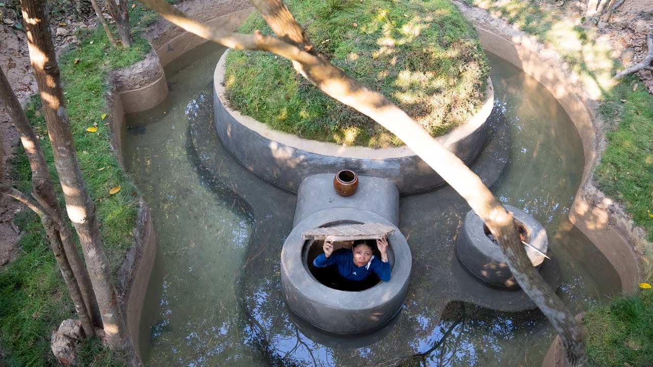 Girl Live Off Grid Built a Swimming Pool On Underground Dome Shelter in ...