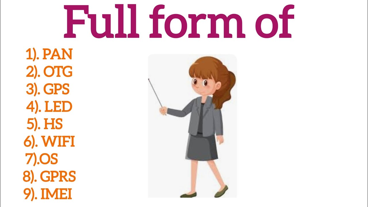 Full form of -pan,otg,GPS,led,hs,wifi,os, GPRS,IMEI#Englishgrammar# ...