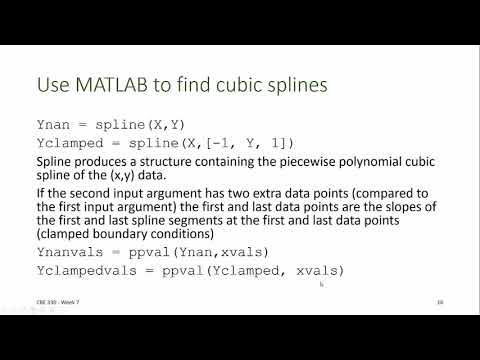 CBE 330 07 03 - Using MATLAB to calculate splines, Examples - YouTube