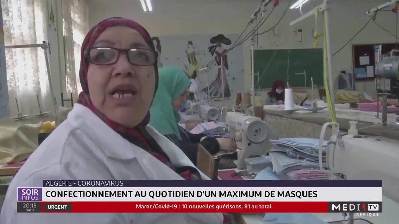 Algérie : un maximum de masques confectionnés au quotidien - YouTube
