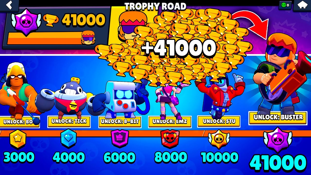 NONSTOP To 41000 TROPHIES Without Collecting TROPHY ROAD New Brawler