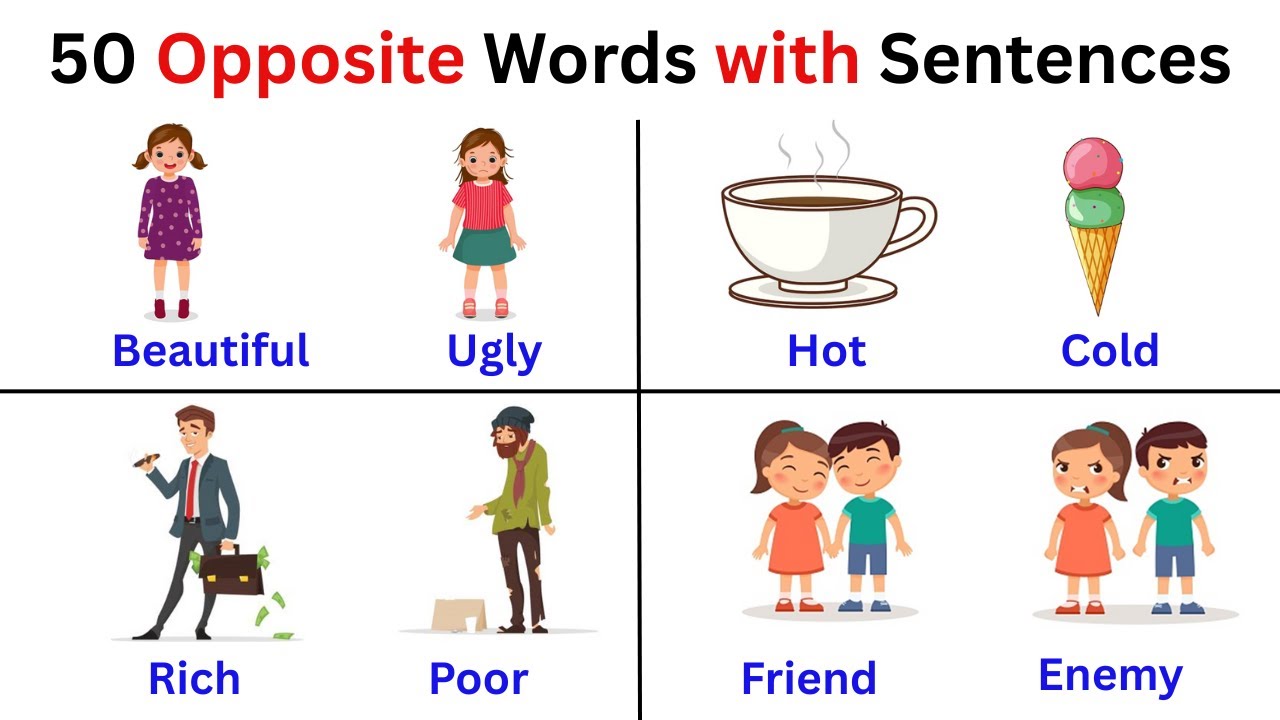 50 Opposite Words in English with Examples | Antonyms Vocabulary ...
