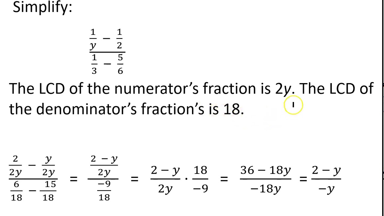 Simplifying Complex Fractions YouTube Simplifying Complex Fractions YouTube